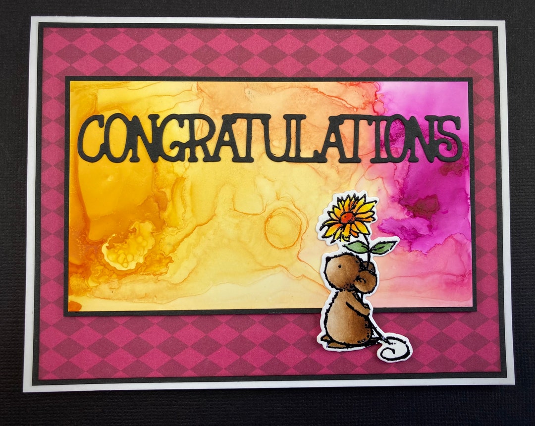 Handmade Graduation Card – Mouse With Sunflower, Congrats Graduate - Etsy
