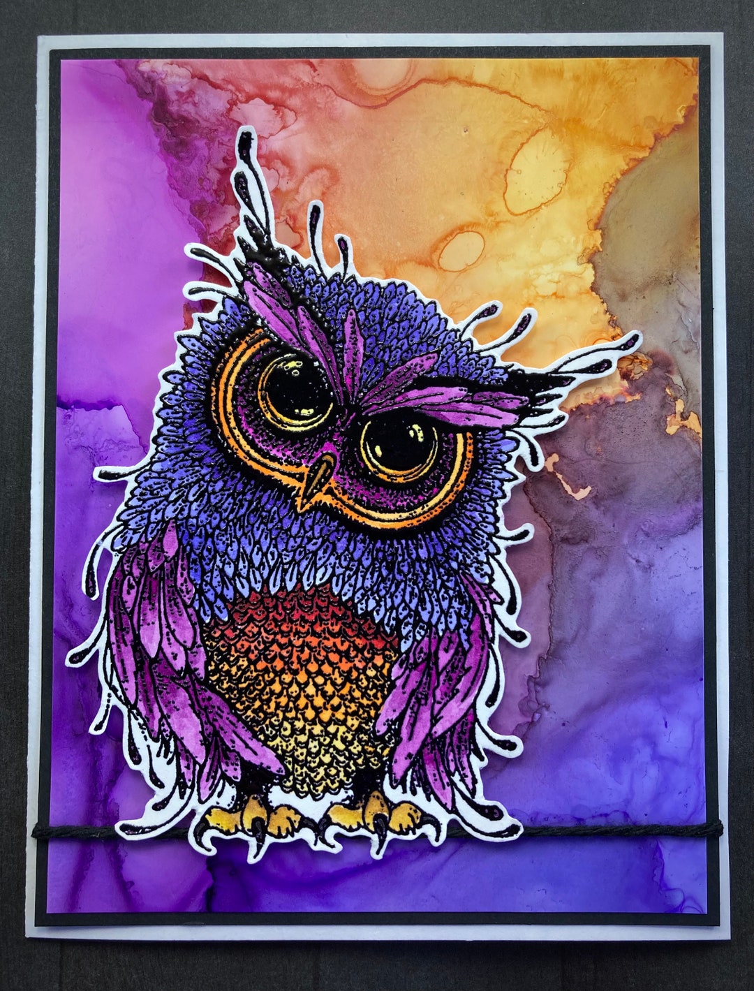Blank Card Owl Card Owl Notecard Alcohol Ink Cards Owl Birthday Card ...