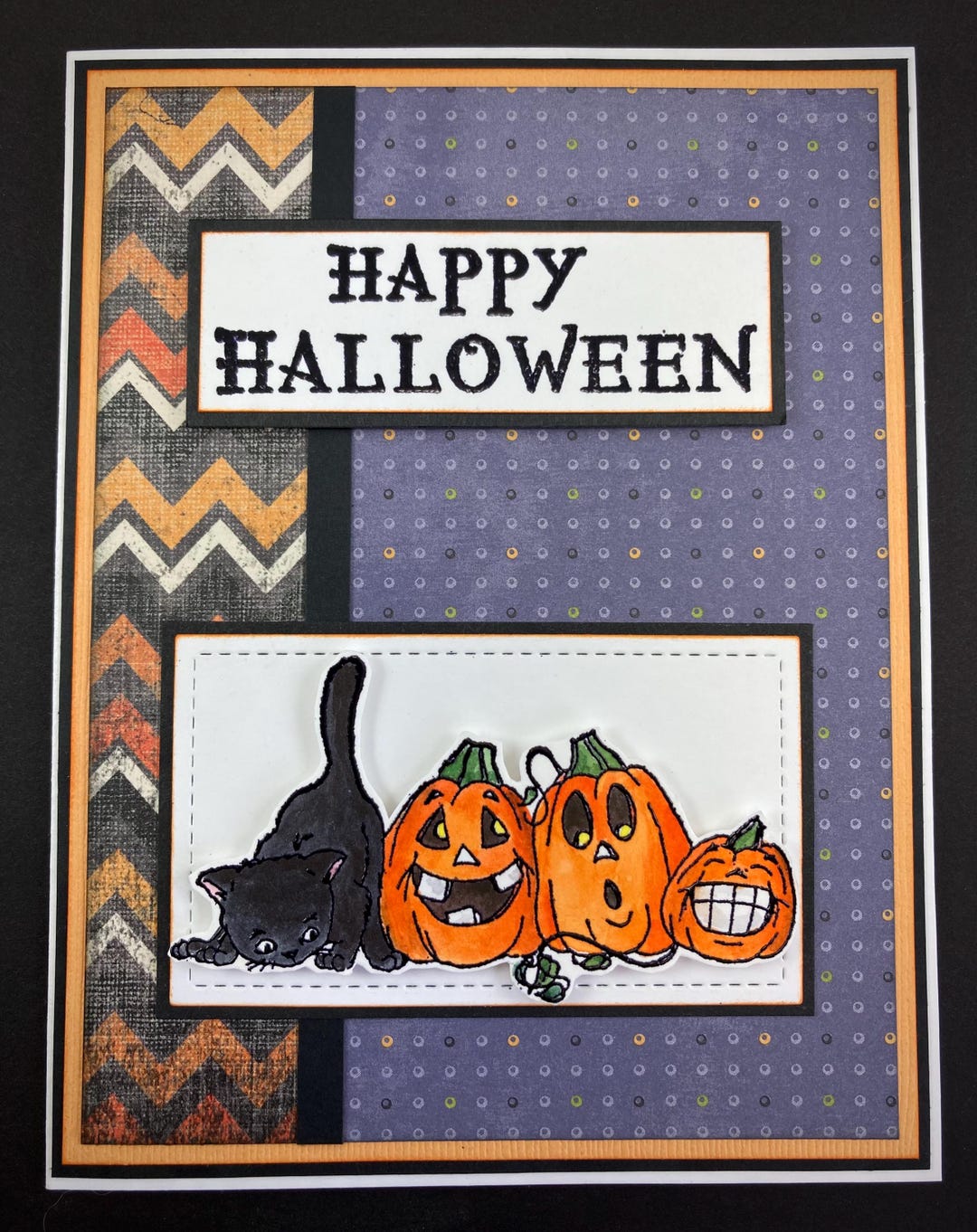 Halloween Card Kids Halloween Card Cute Cat Card Pumpkin Card Cute ...