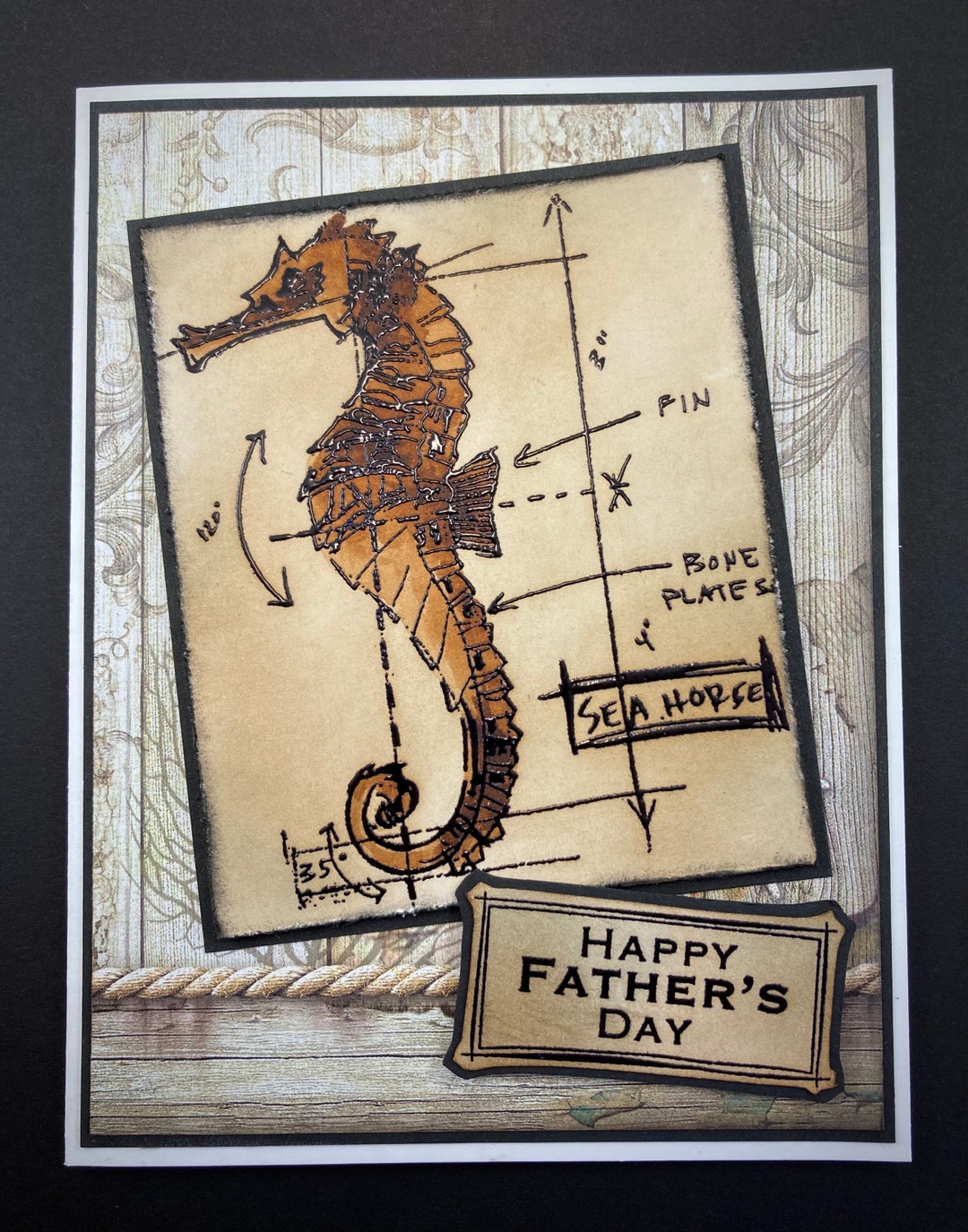 Seahorse Card Father's Day Card Nautical Card Seahorse Happy Father's ...