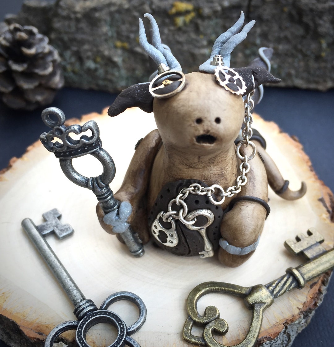 Polymer Clay Dragon Key Dragon OOAK Dragon KeyMaster Brown Dragon ...