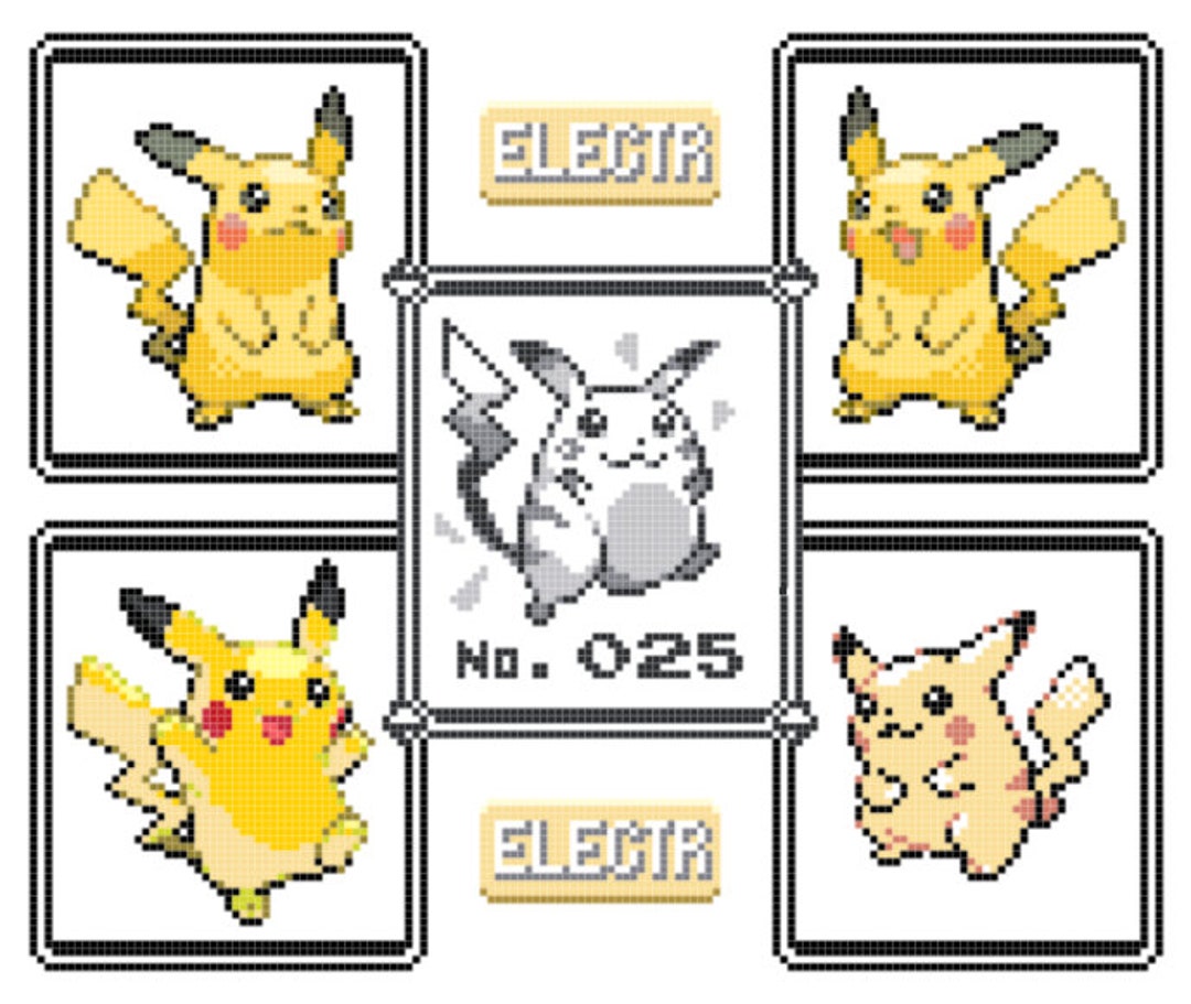 Pikachu Generations I-V Pokedex Style Cross Stitch Pattern - Etsy