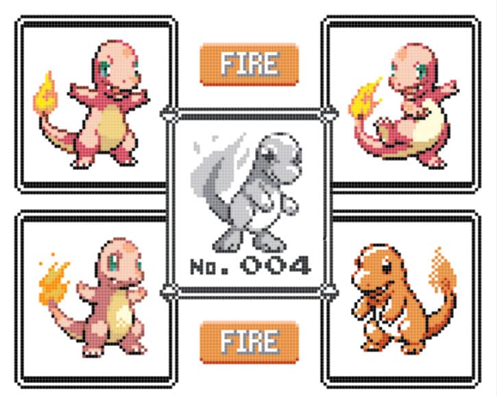 Charmander Generations I-V Pokedex Style Cross Stitch Pattern - Etsy