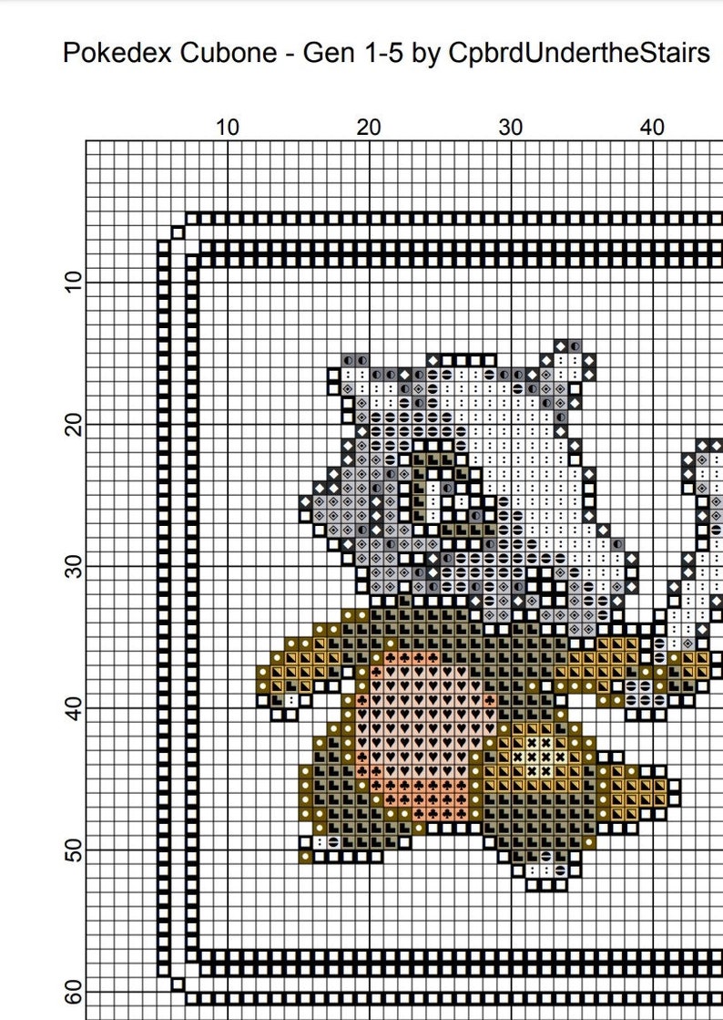 Cubone Generations I-V - Pokedex Style - Cross Stitch Pattern - Etsy