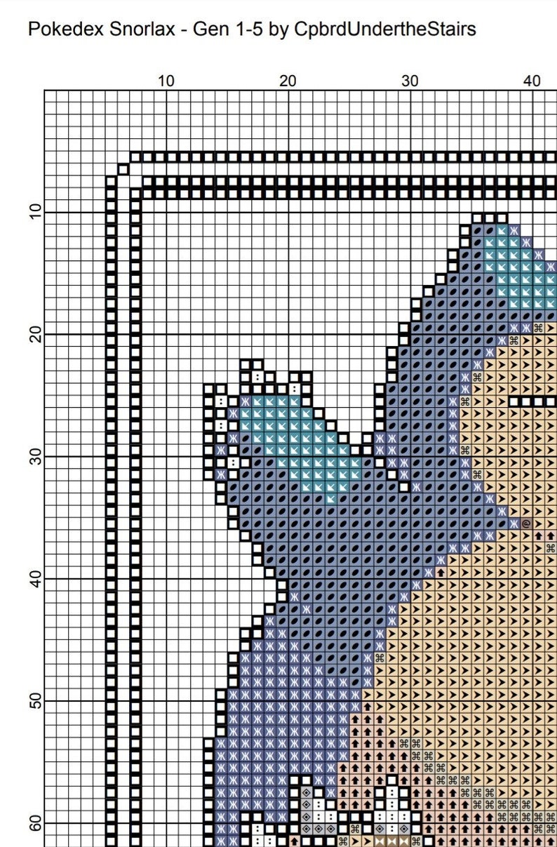 Snorlax Generations I-V - Pokedex Style - Cross Stitch Pattern - Etsy