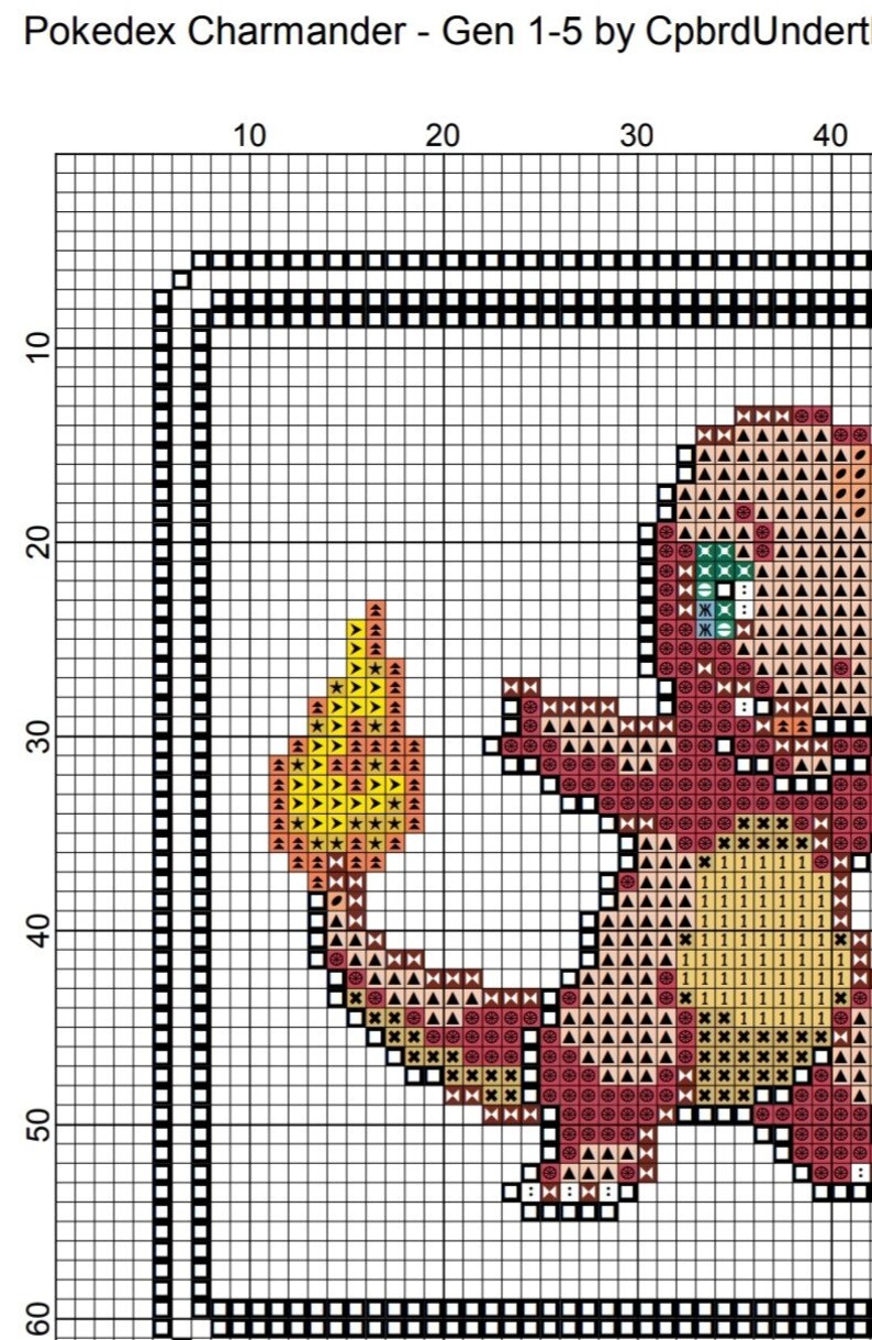 Charmander Generations I-V Pokedex Style Cross Stitch Pattern - Etsy