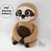 Sloth Sewing Pattern, Sloth Pattern, Sloth Plush Pattern, Sloth Plush ...