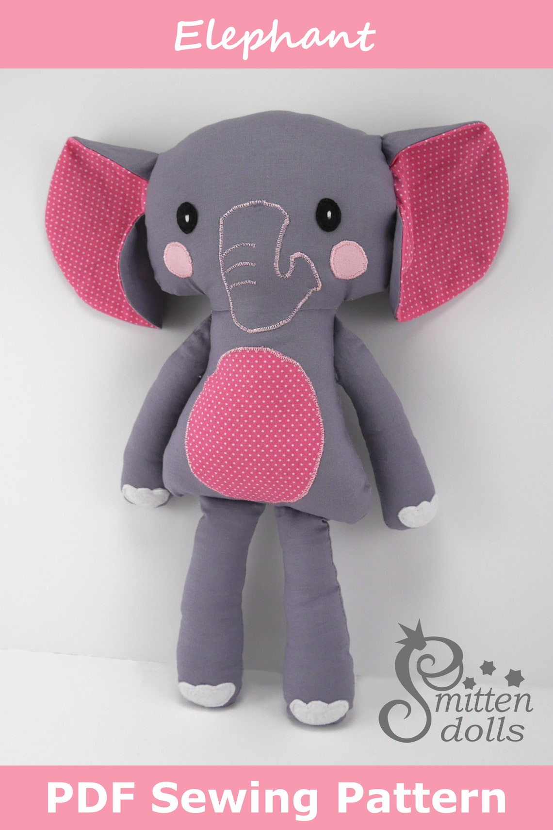 Elephant Sewing Pattern, Elephant Sewing PDF, Elephant Toy Pattern ...