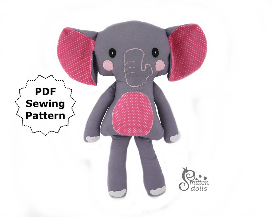 Elephant Sewing Pattern, Elephant Sewing PDF, Elephant Toy Pattern ...
