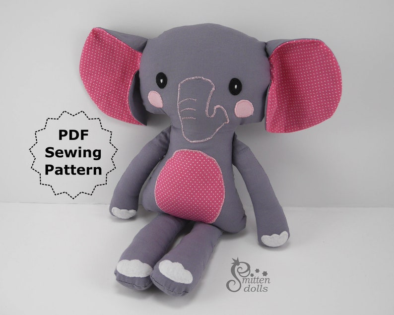 Elephant Sewing Pattern, Elephant Sewing PDF, Elephant Toy Pattern ...
