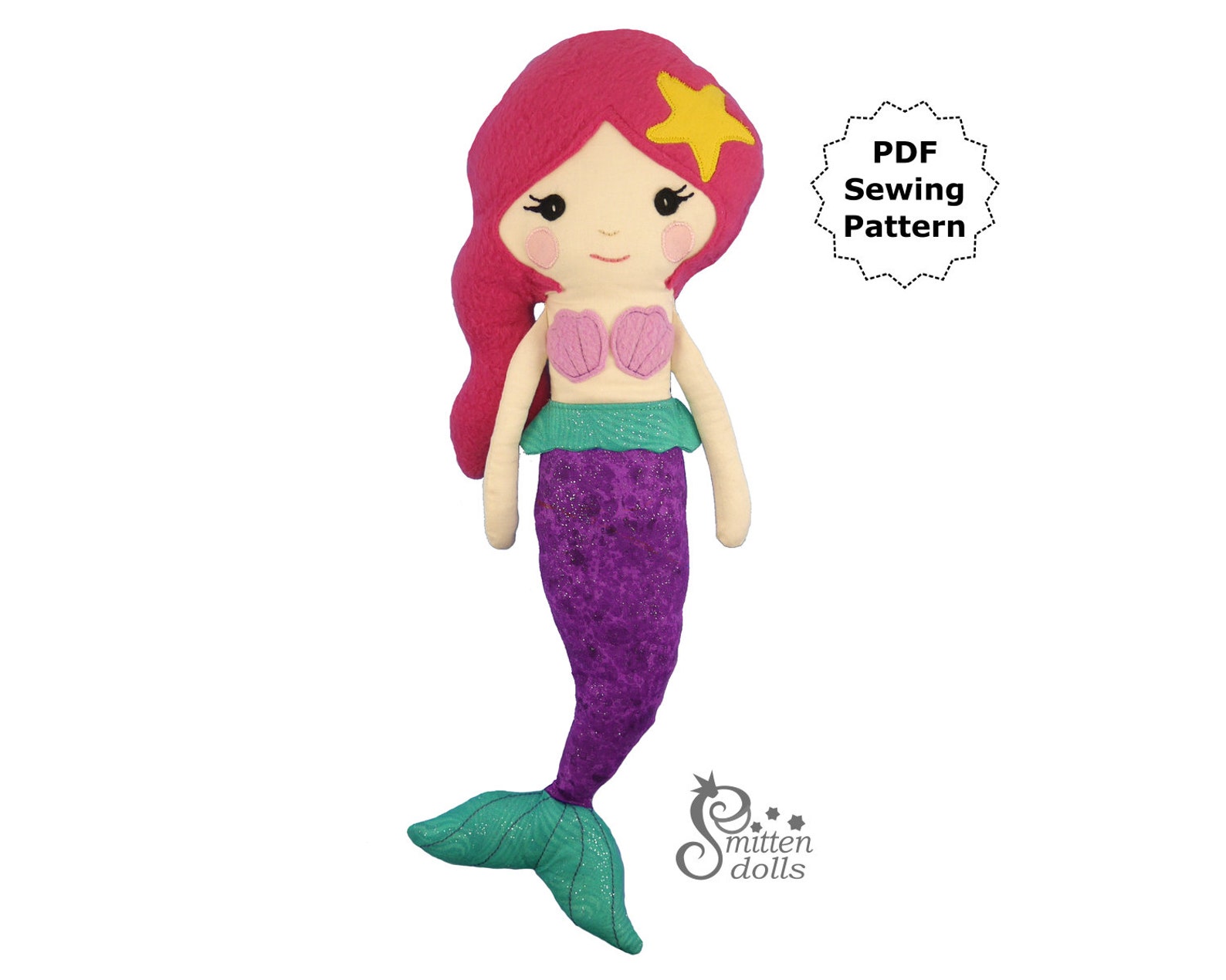 Mermaid Doll Pattern, Mermaid Pattern, Mermaid Doll Sewing Pattern ...