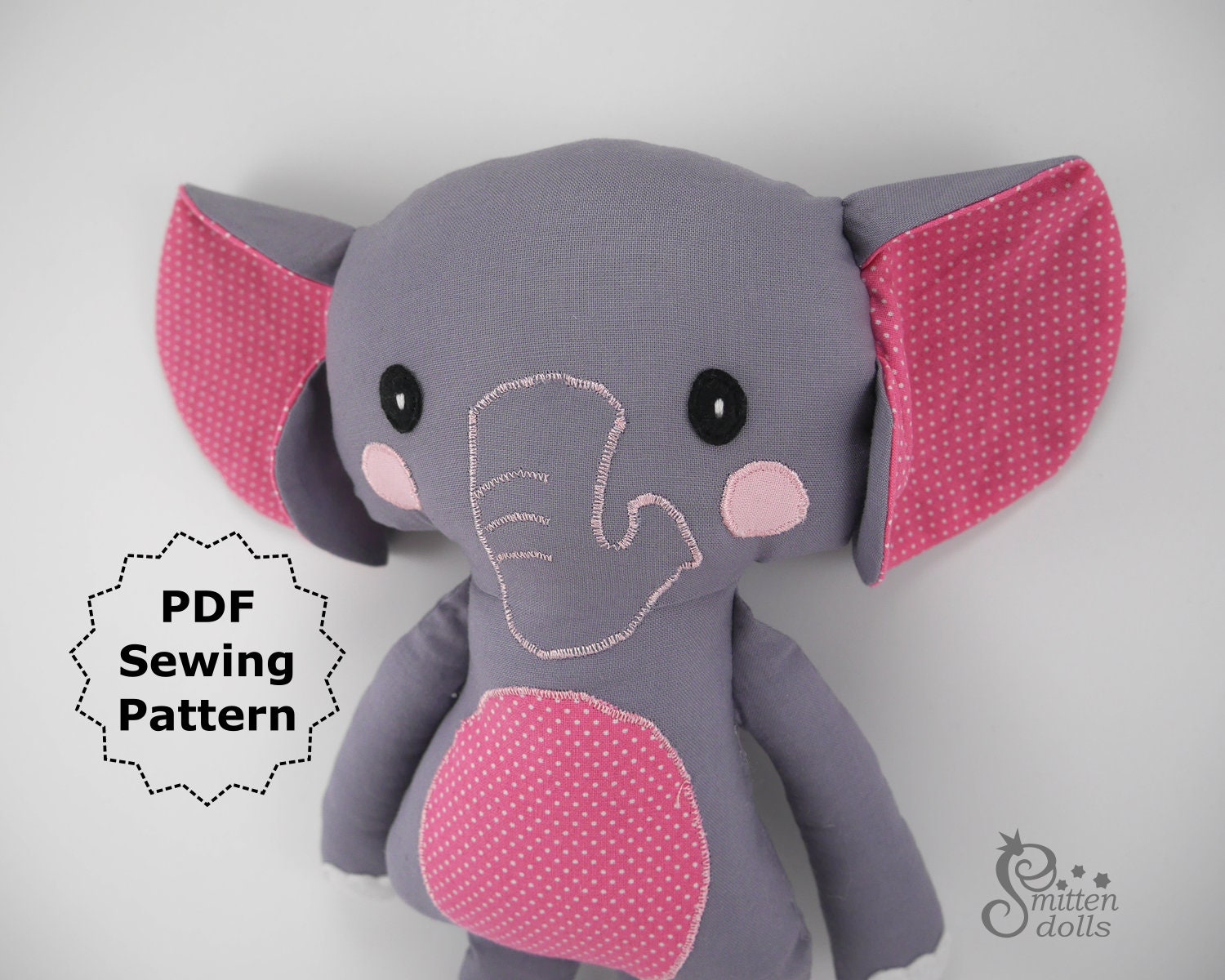 Elephant Sewing Pattern, Elephant Sewing PDF, Elephant Toy Pattern ...