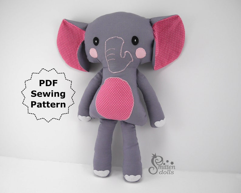 Elephant Sewing Pattern, Elephant Sewing PDF, Elephant Toy Pattern ...