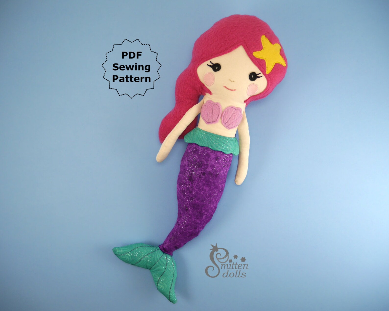 Mermaid Doll Pattern, Mermaid Pattern, Mermaid Doll Sewing Pattern ...