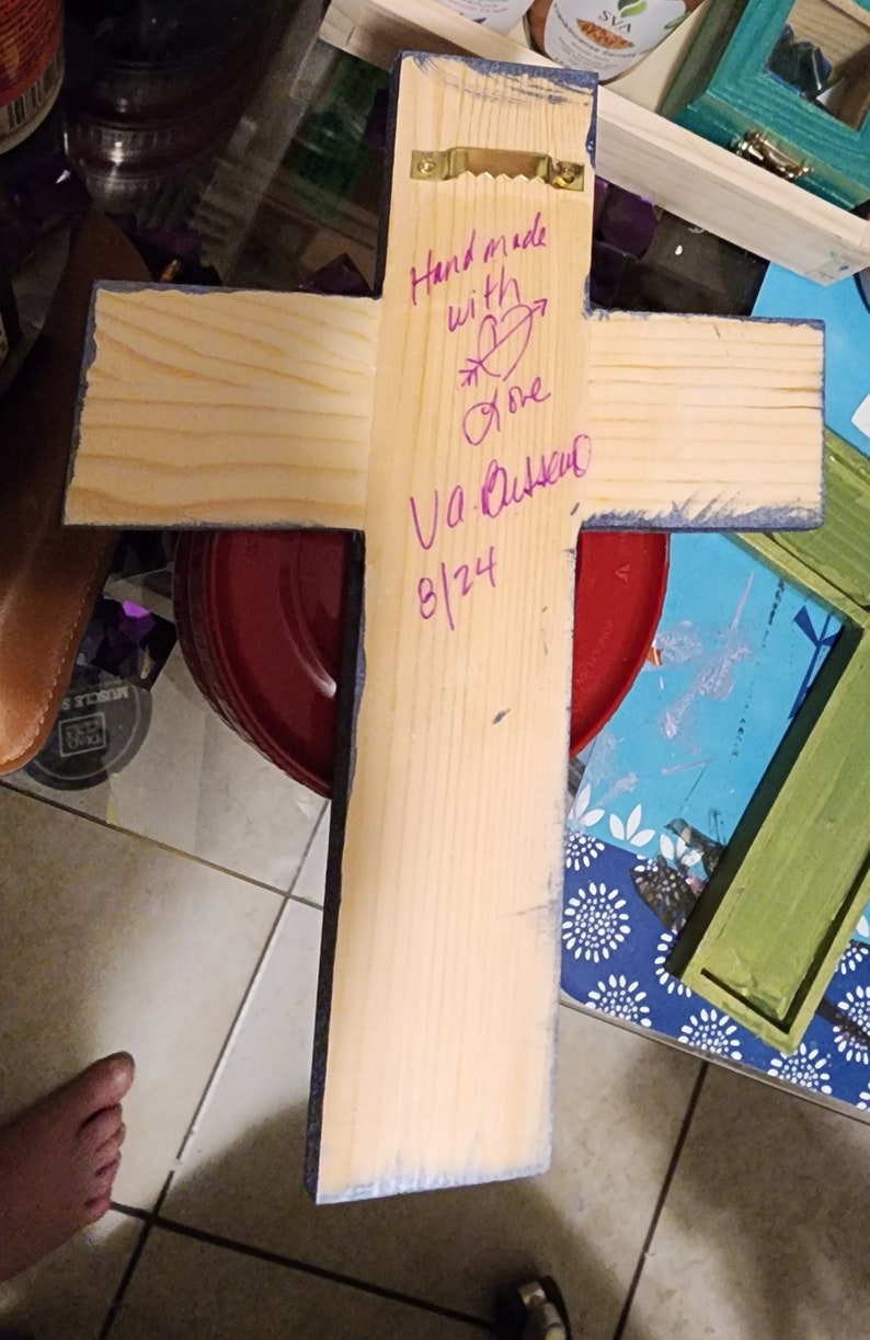 Pink Tiled Pottery Shard Painted Cross - Etsy