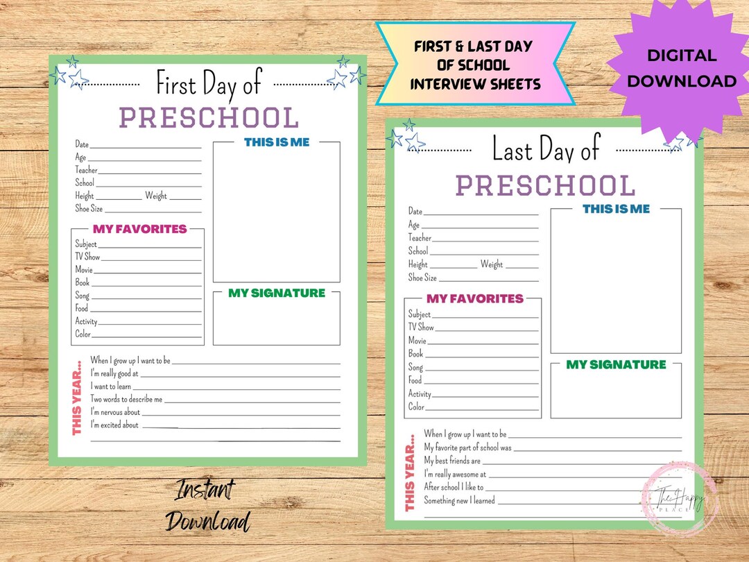 All About Me First and Last Day of School Printable, Interview Sheet ...