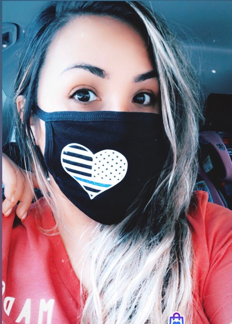 Cotton face mask police wife face mask custom face mask face | Etsy