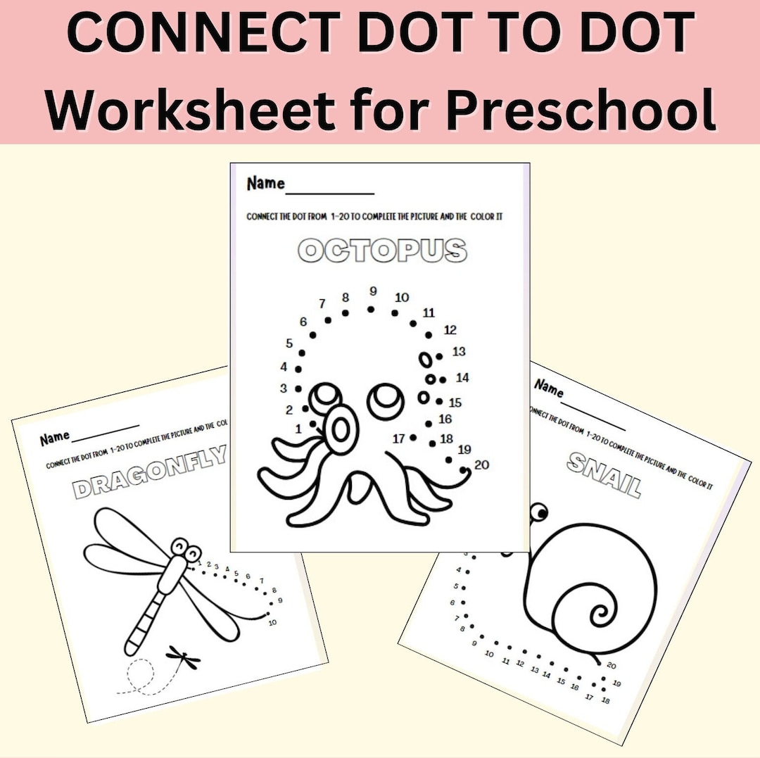 Connect Dot to Dot Worksheet for Preschool,printable - Etsy