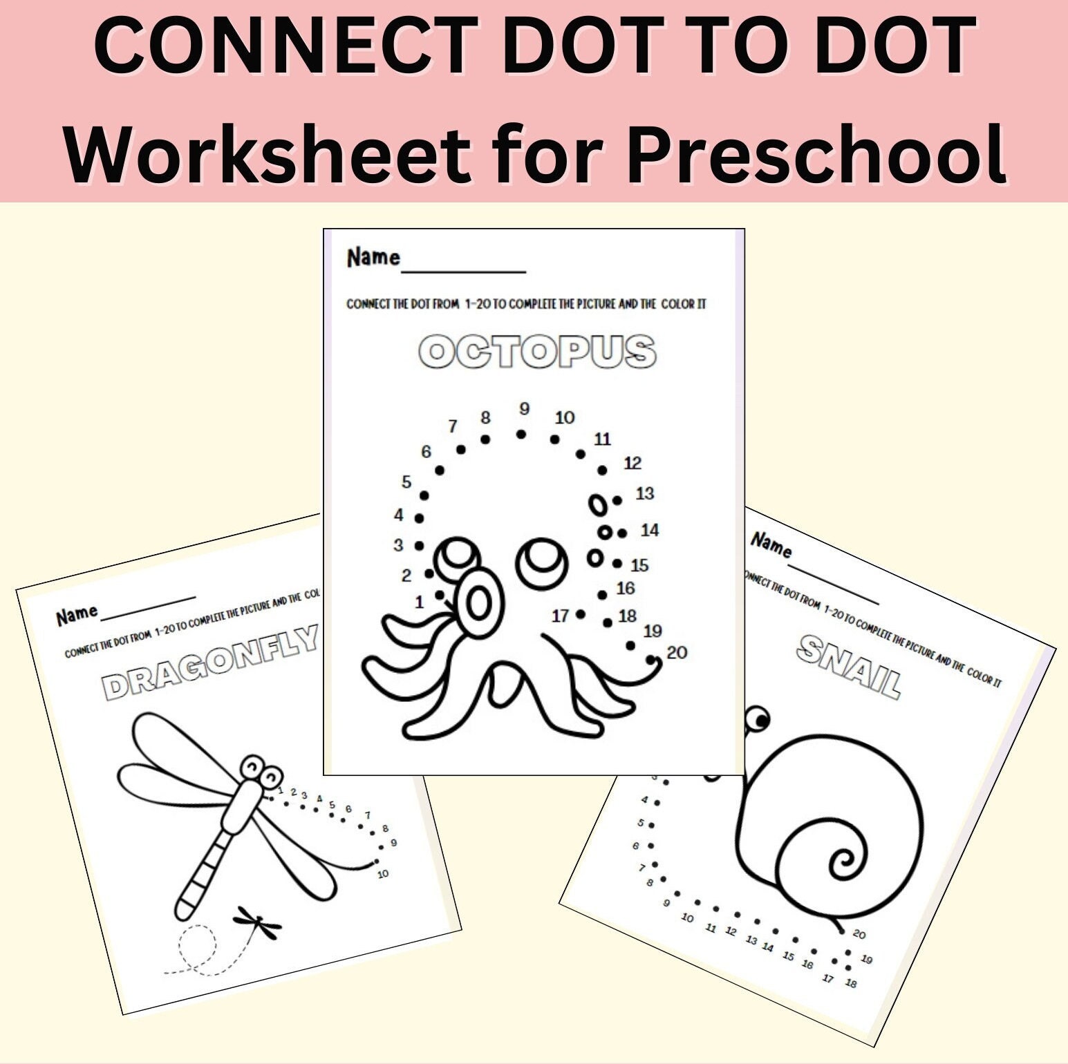 Connect Dot to Dot Worksheet for Preschool,printable - Etsy