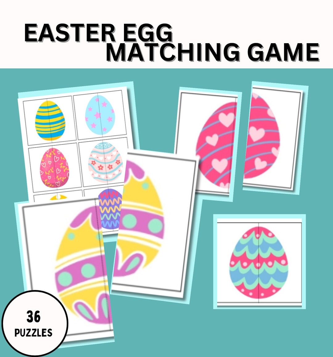Easter Egg Matching Game: Kids Toddler Learning Activity (PDF) - Etsy