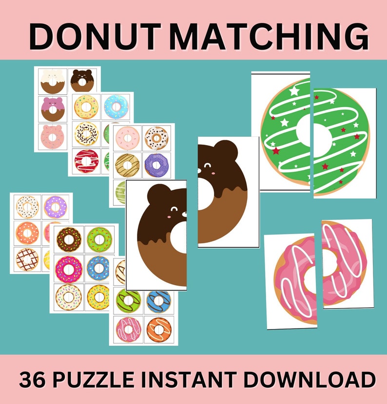 Donut Matching Game - Finding Pairs - Problem Solving -memory Games, Homeschool Activity ...