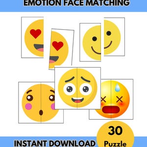 Emotion Faces Matching Game: Toddler Learning Activity (PDF File) - Etsy