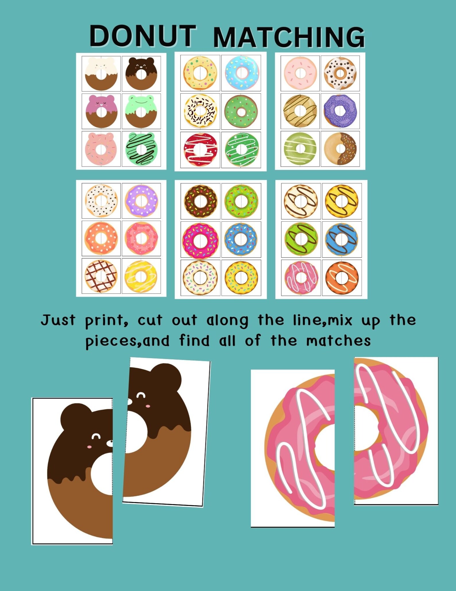 Donut Matching Game - Finding Pairs - Problem Solving -memory Games ...
