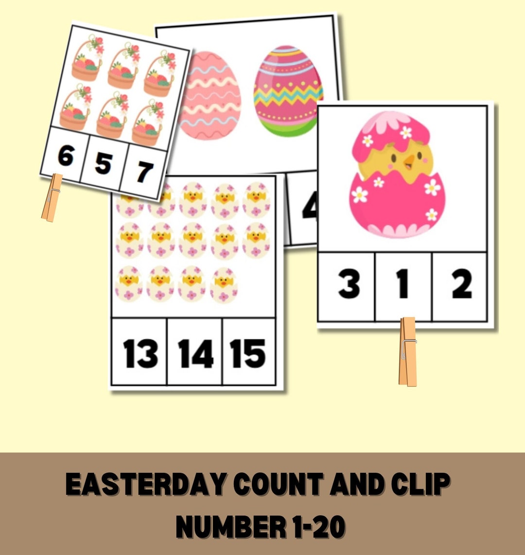 Easter Count and Clip Cards: Numbers 1-20 (PDF Printable) - Etsy