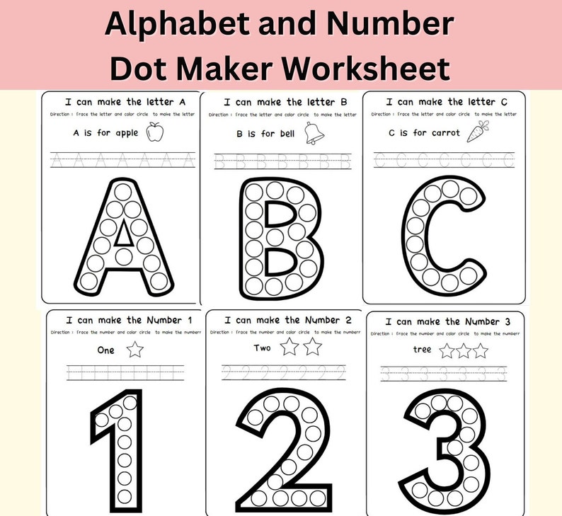 Alphabet and Number Dot Maker Worksheet for Toddler/preschool ...