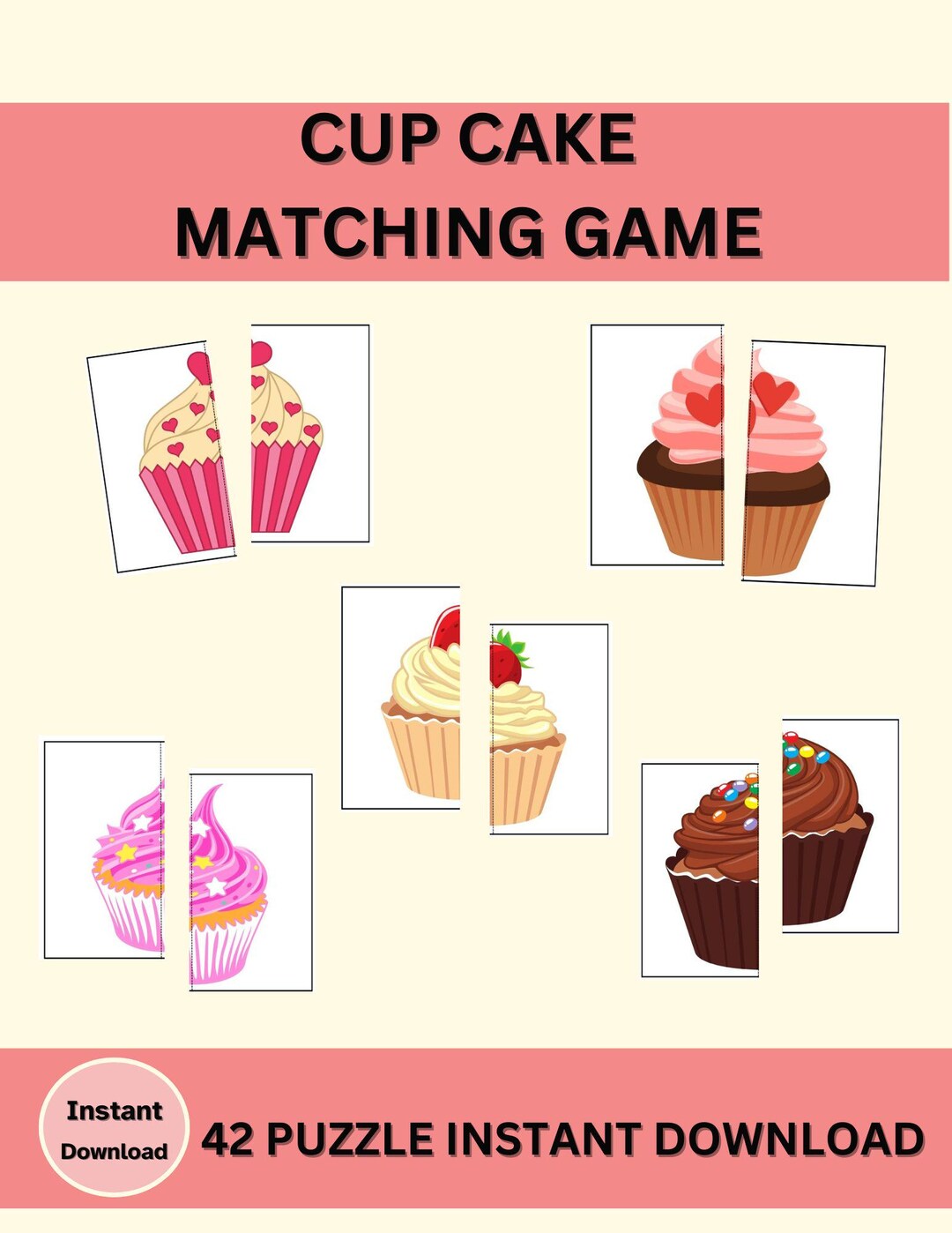 Cupcake Matching Game: Kids Memory Skills Activity (PDF) - Etsy