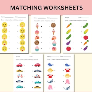 Matching Worksheets, Match the Picture, Kindergarten Preschool Activity ...