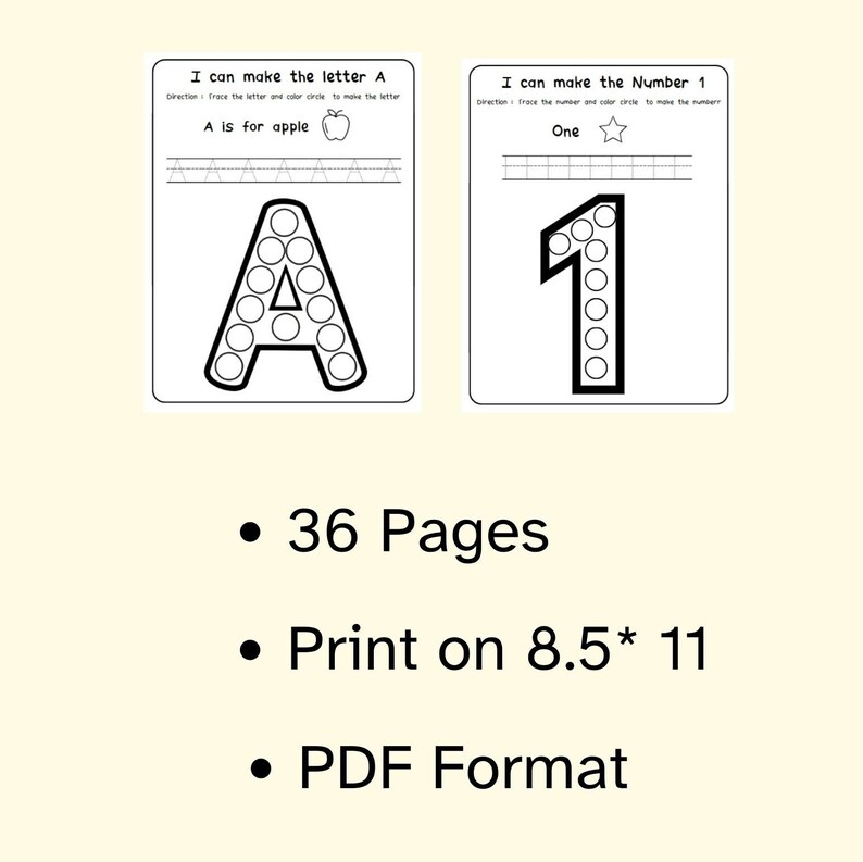 Alphabet and Number Dot Maker Worksheet for Toddler/preschool ...