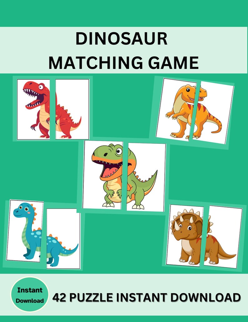 Dinosaur Matching Game for Kids, Farm Safari Matching Activity, Animals ...