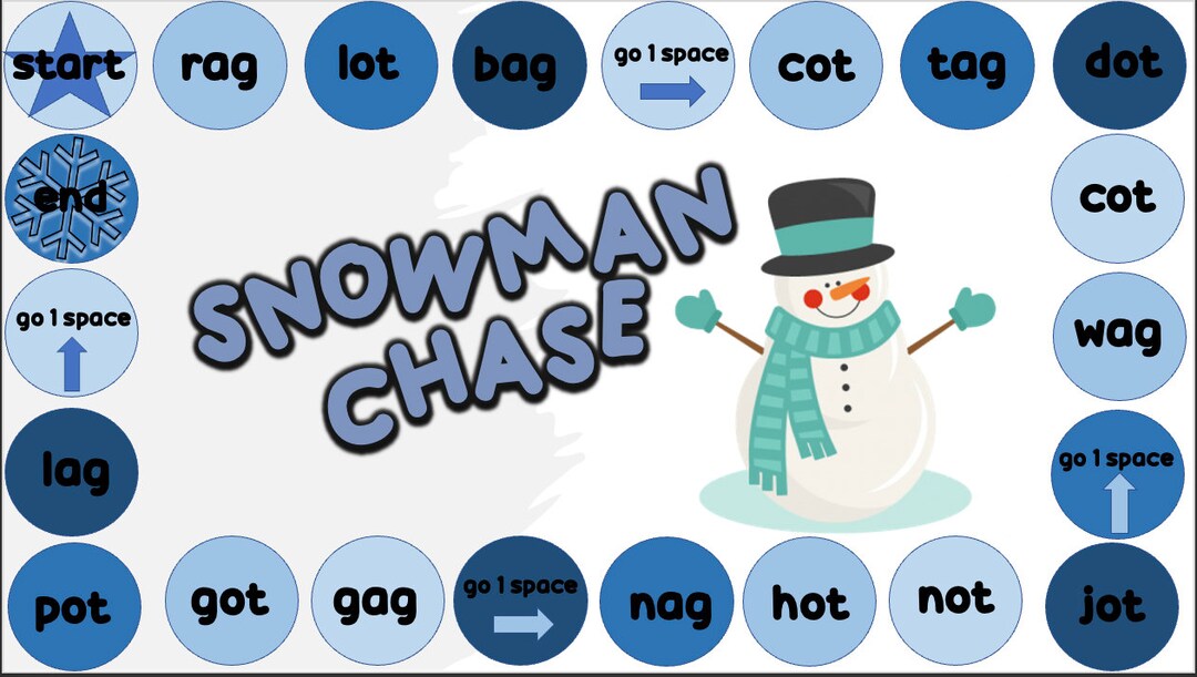 Snowman Chase Cvc/endings PDF Ready to Download - Etsy