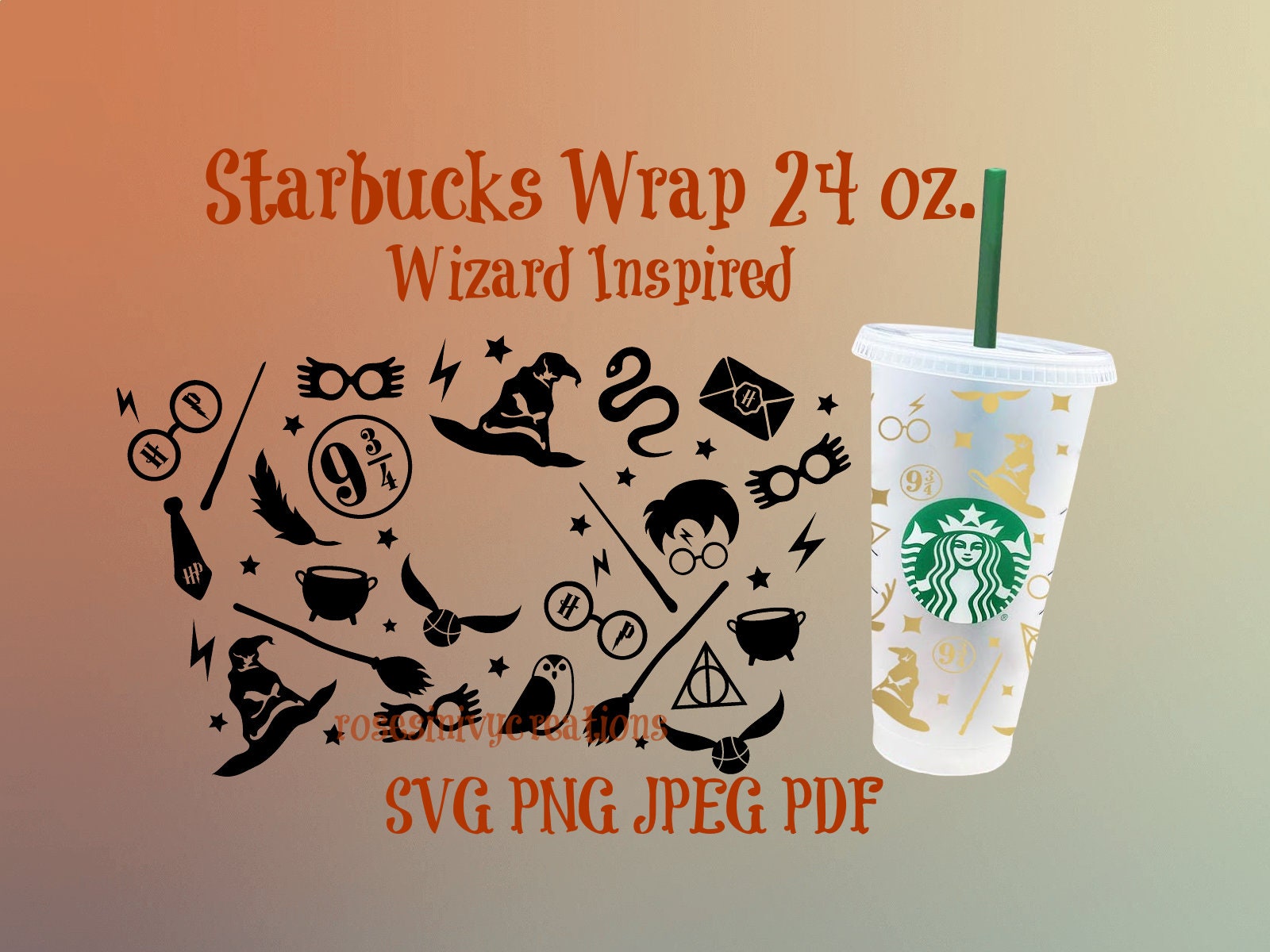 Wizard Tumbler Wrap 24 Oz, Svg, Custom Starbucks, Starbucks Wrap ...
