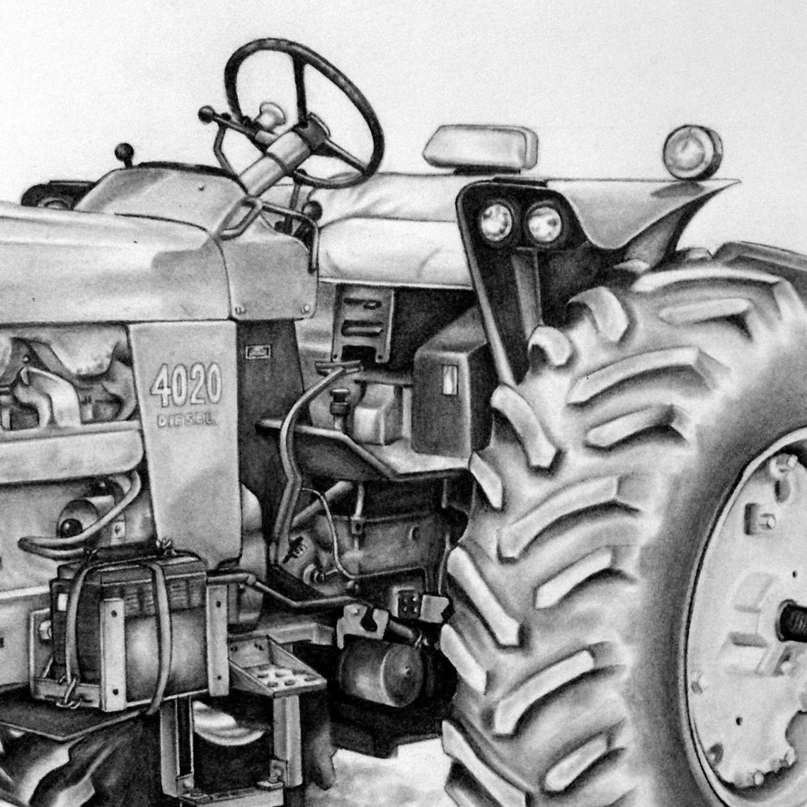 18x24 Inch John Deere 4020 Print Pencil Drawing - Etsy