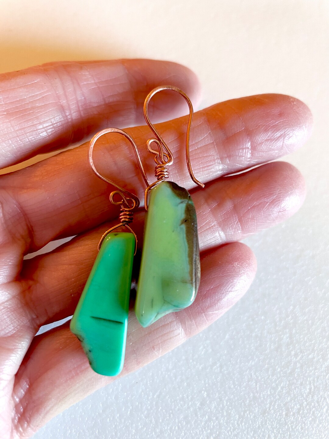 Chrysoprase Gemstone Earrings, Natural Green Blue Chrysoprase ...
