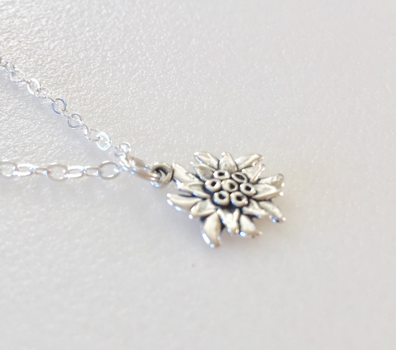 Edelweiss Flower Necklace Sterling Silver Edelweiss Charm - Etsy