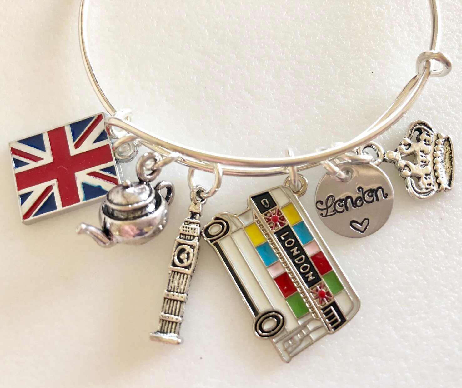 London Charm Bangle London Charm Bracelet Union Jack Double - Etsy