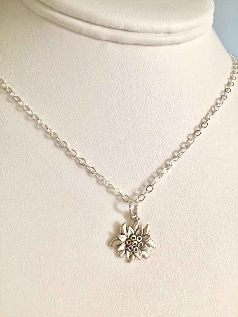 Edelweiss Flower Necklace Sterling Silver Edelweiss Charm - Etsy