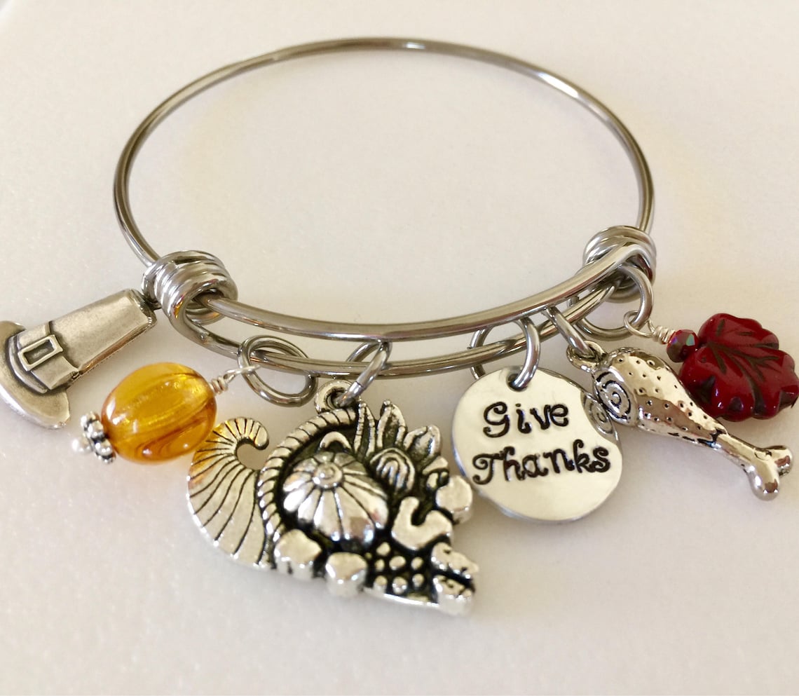 Thanksgiving Bangle Thanksgiving Charm Bracelet Pilgrim - Etsy
