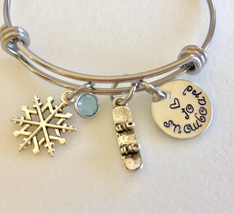 Snowboard Bangle Snowboarding Pewter Snowboard Charm - Etsy