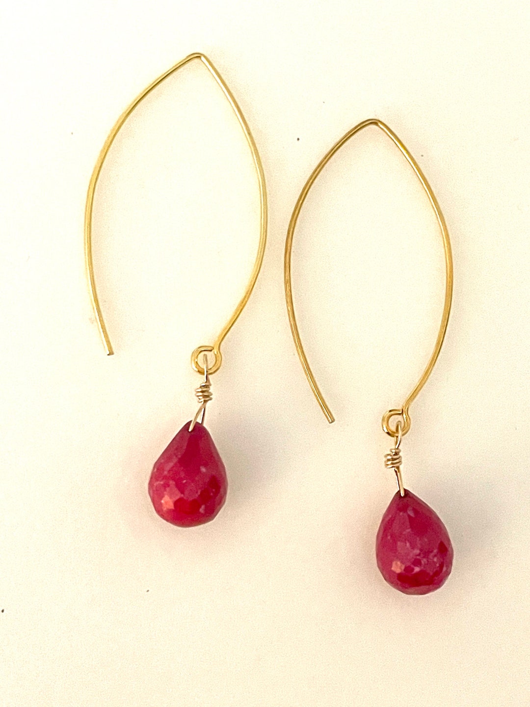 Ruby Earrings, Large Faceted Ruby Teardrop, Genuine Ruby Gemstone, True ...