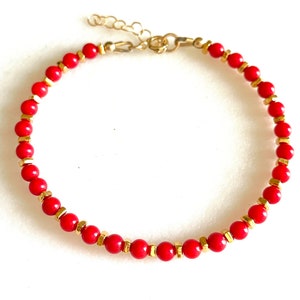 Red Coral Bracelet, Genuine Red Bamboo Coral, Minimalist Bracelet ...