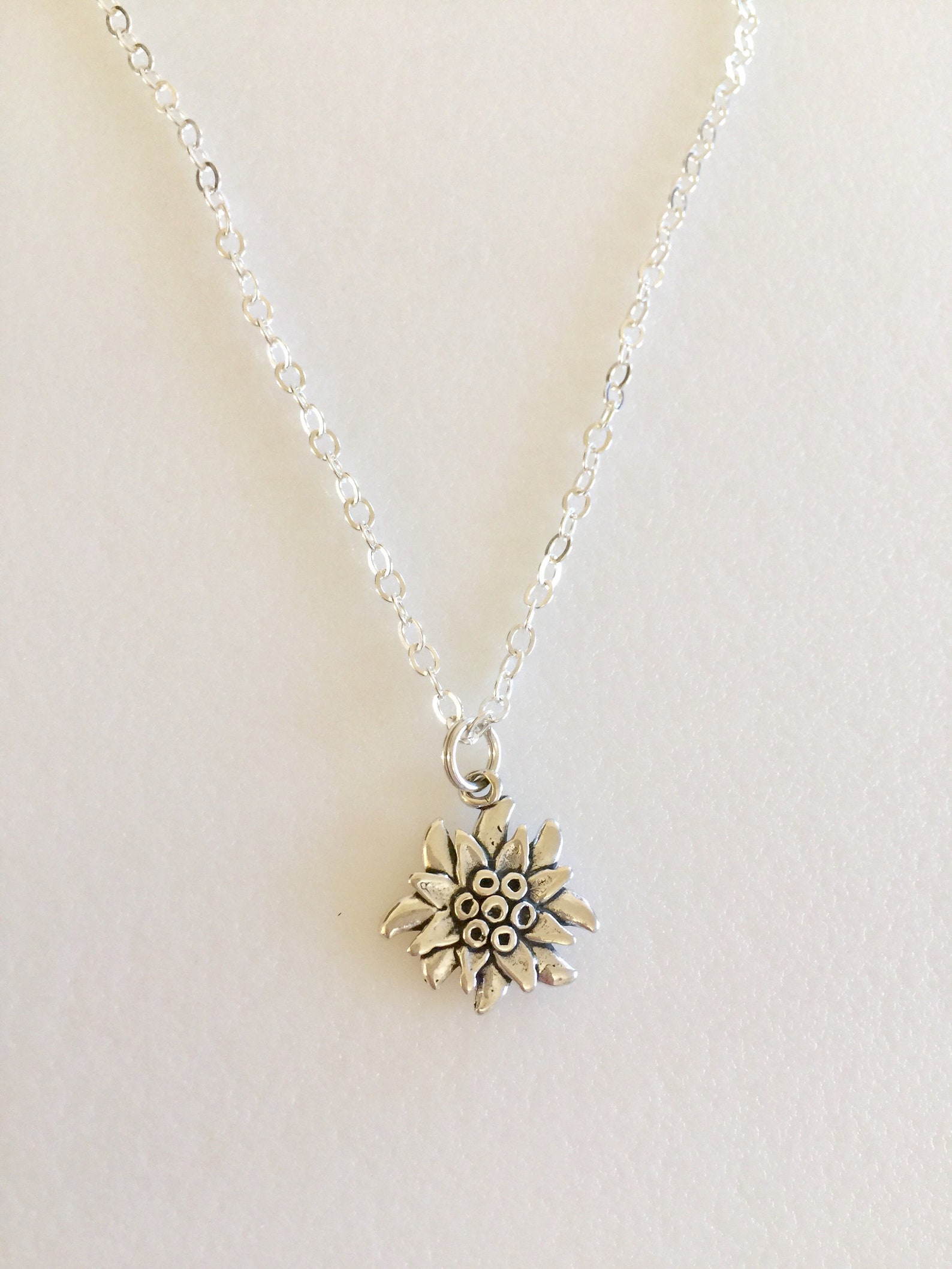 Edelweiss Flower Necklace Sterling Silver Edelweiss Charm - Etsy