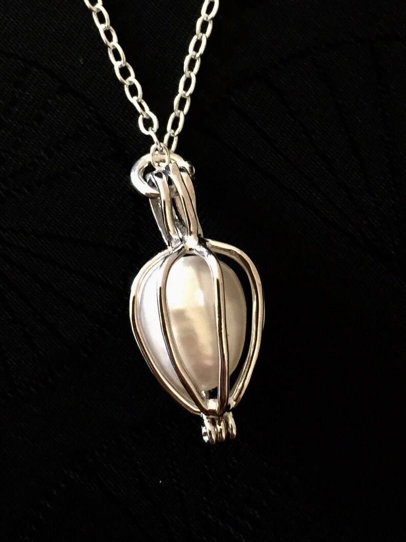Pearl Cage Necklace Sterling Silver Pearl Cage Genuine - Etsy