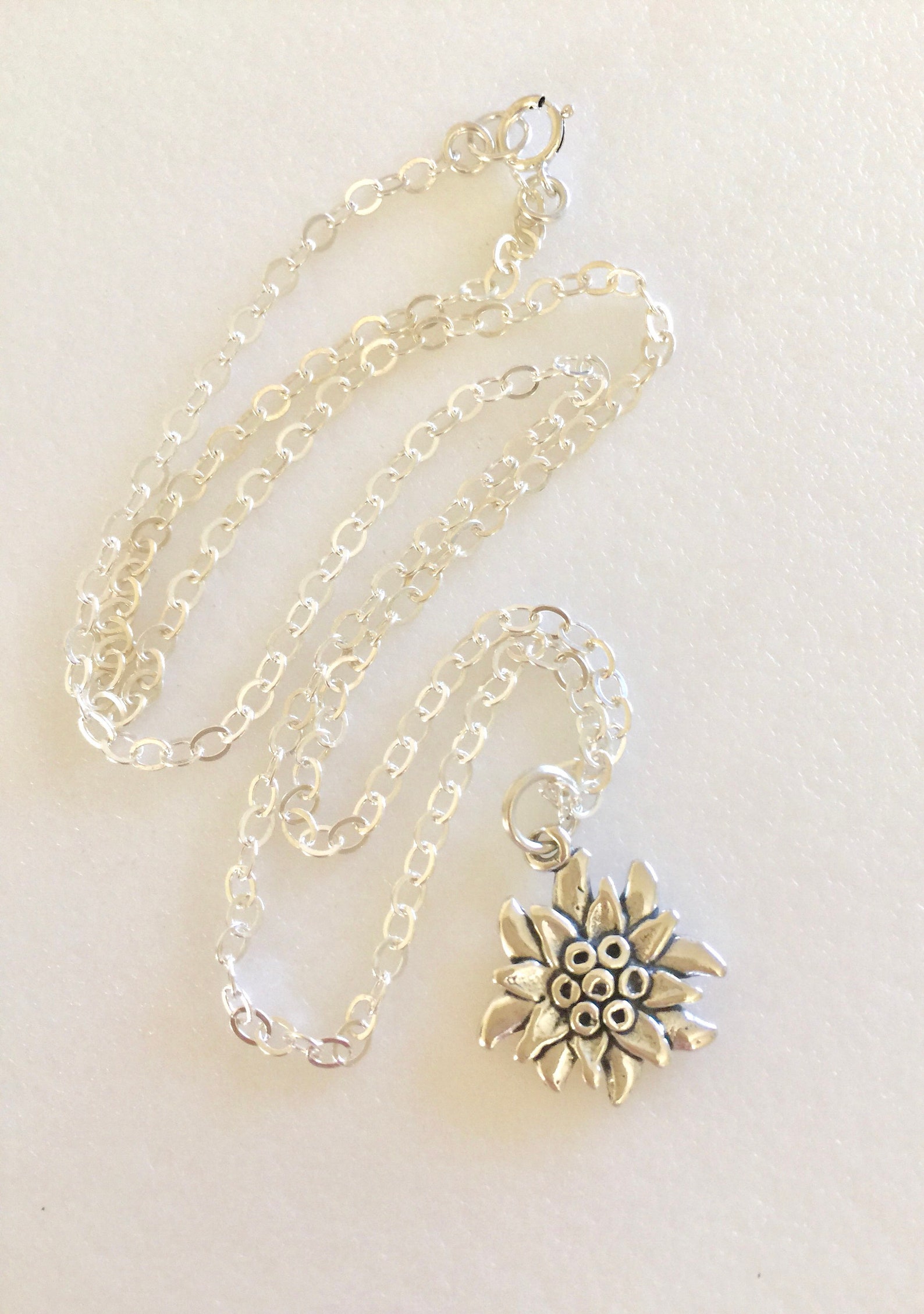 Edelweiss Flower Necklace Sterling Silver Edelweiss Charm - Etsy