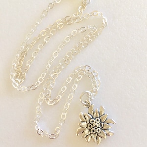 Edelweiss Flower Necklace, Sterling Silver Edelweiss Charm, Wildflower ...