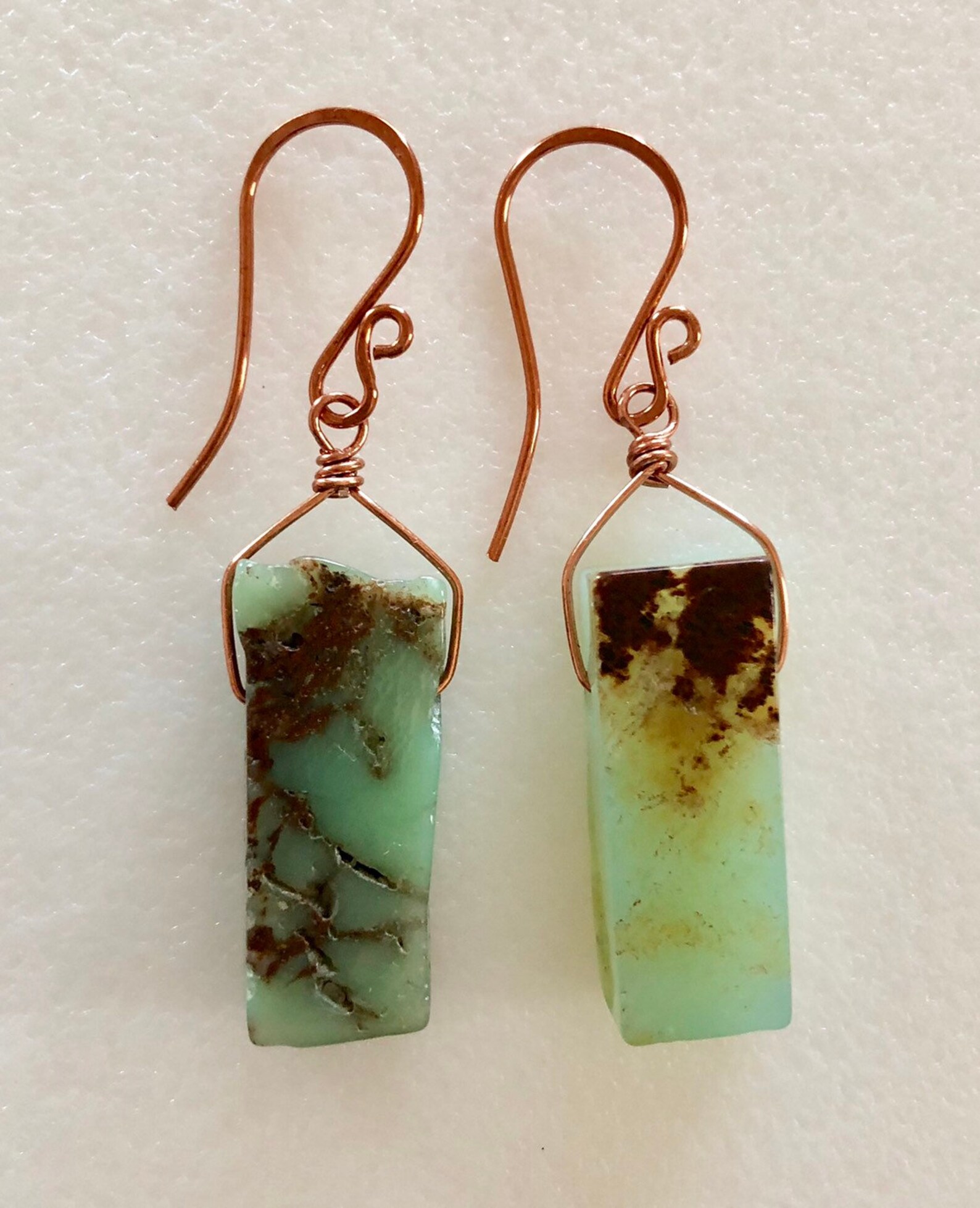 Chrysoprase Gemstone Earrings Natural Green Blue Chrysoprase - Etsy