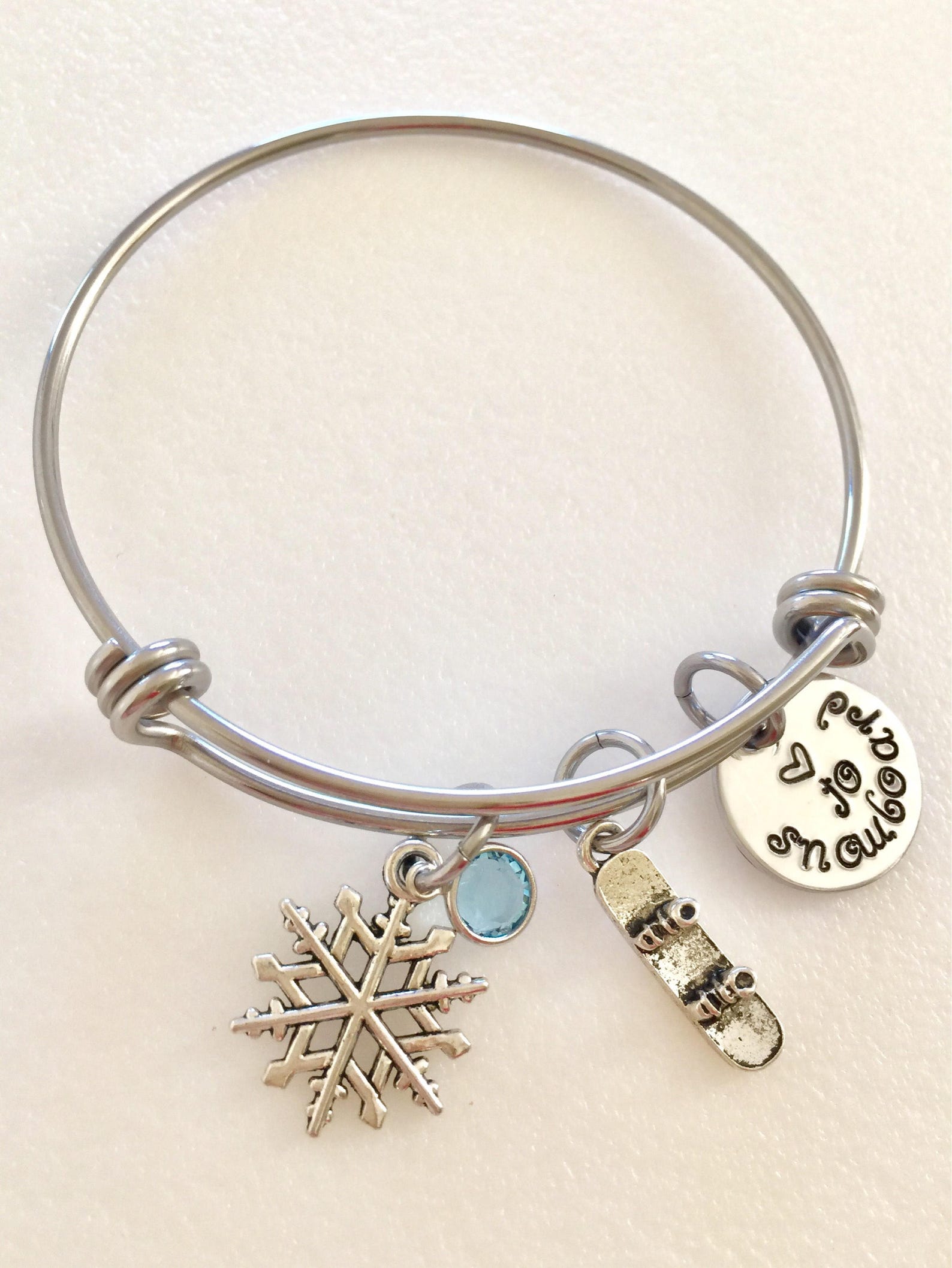 Snowboard Bangle Snowboarding Pewter Snowboard Charm - Etsy